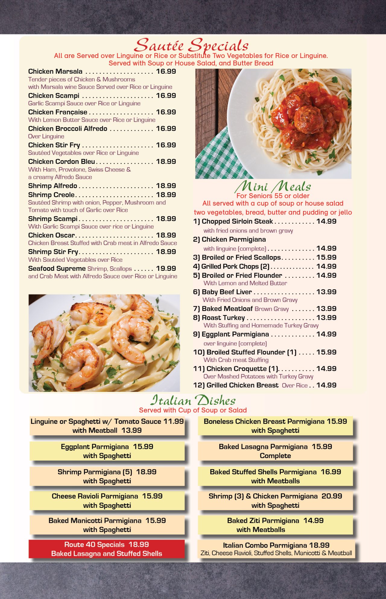 Our Menu - Route 40 Diner